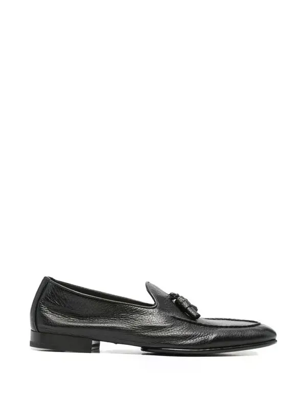 DOUCAL'S Tassel-detail Grained-leather Loafers - Black