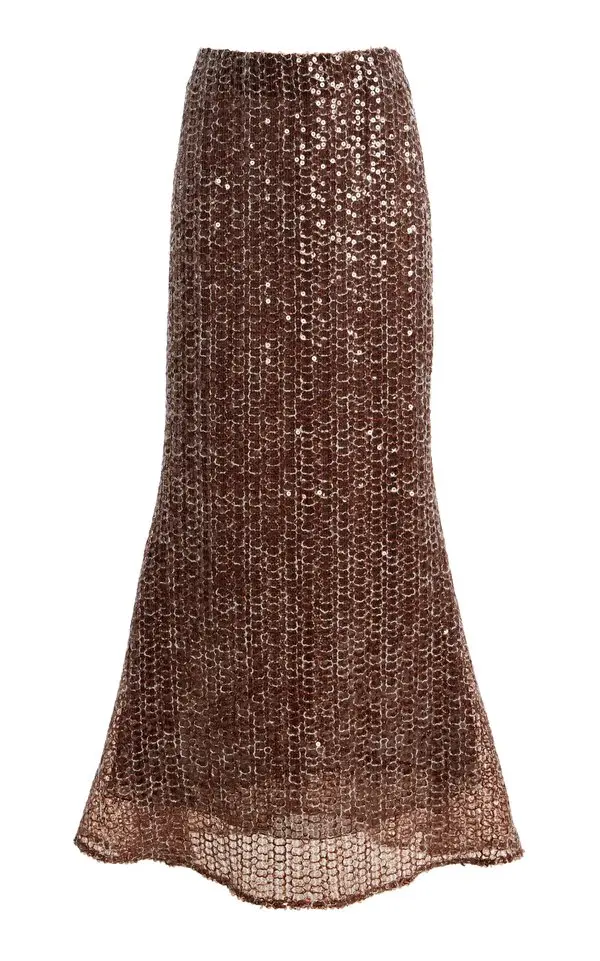 SIRAPOP Lindsay Crochet Sequin Maxi Skirt