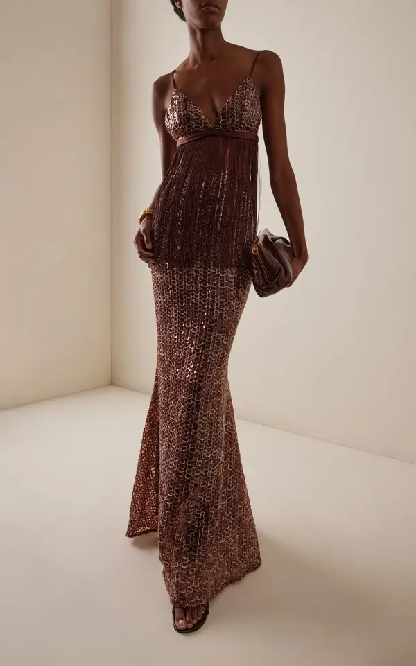 SIRAPOP Lindsay Crochet Sequin Maxi Skirt