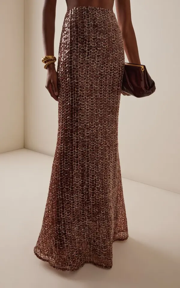 SIRAPOP Lindsay Crochet Sequin Maxi Skirt