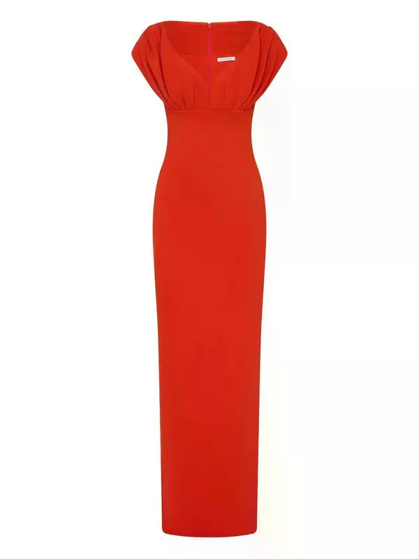 Rachel Gilbert Myra Ruched Maxi Gown - Red