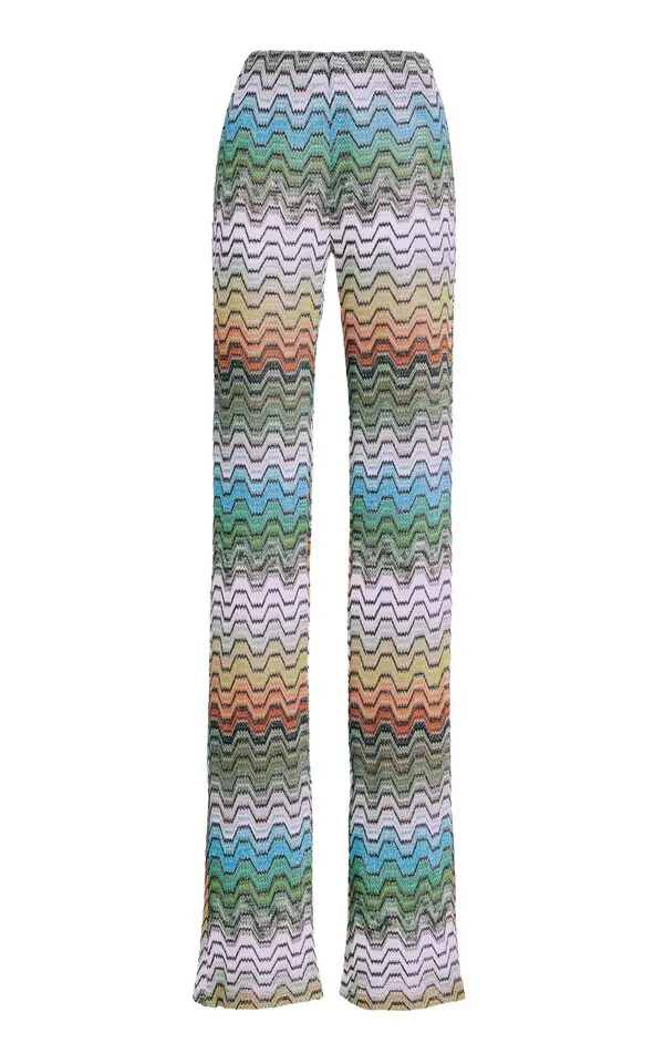 Missoni Multicolor Wavy Knit Straight-leg Pants - Blue