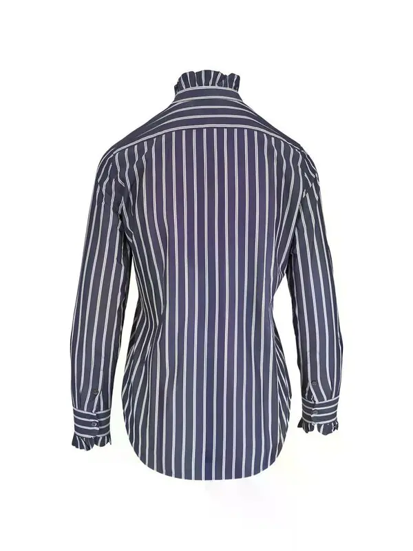 NILI LOTAN Lydia Ruffled-trim Striped Blouse - Grey