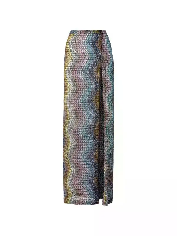 Missoni Metallic-finish Slit-detail Maxi Skirt - Blue