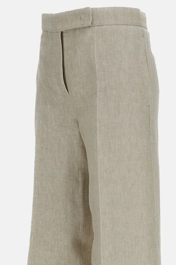 Max Mara Athletic Linen Trousers - Beige
