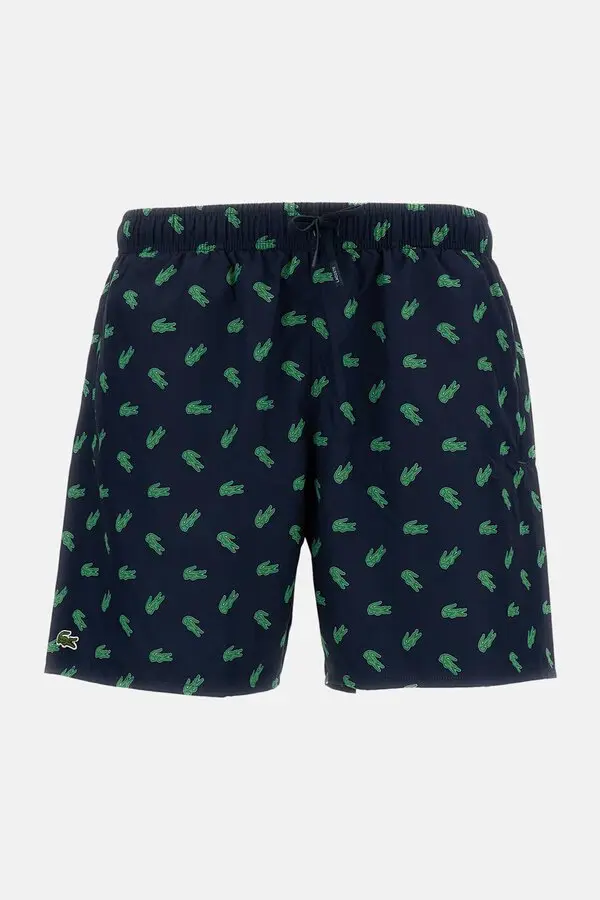 Lacoste Patterned Swim Shorts - Blue