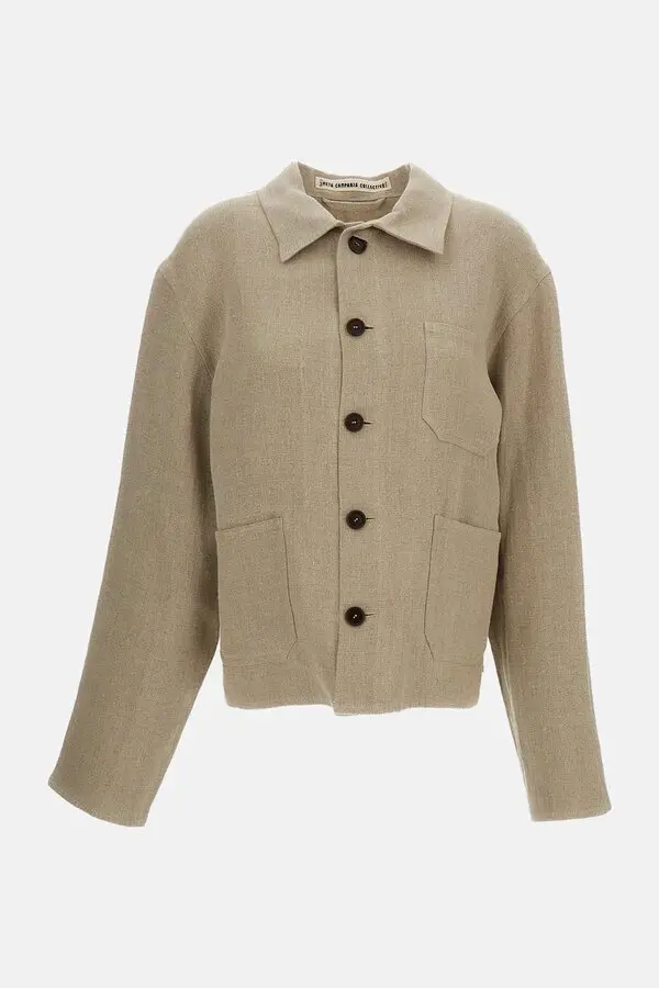 META CAMPANIA COLLECTIVE Workwear Cropped Jacket - Beige