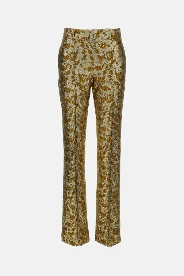 DES_PHEMMES Tailored Jacquard Trousers - Gold