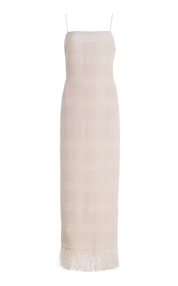 Posse La Isla Lola Fringed Plaid Crepe Midi Dress - Pink