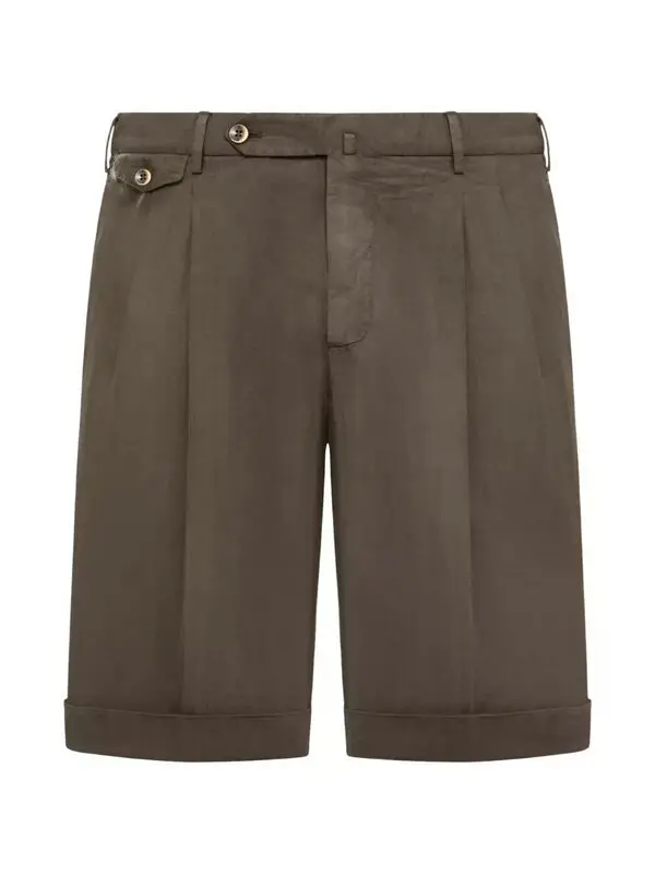 PT TORINO Pleated Turn-up Shorts - Brown