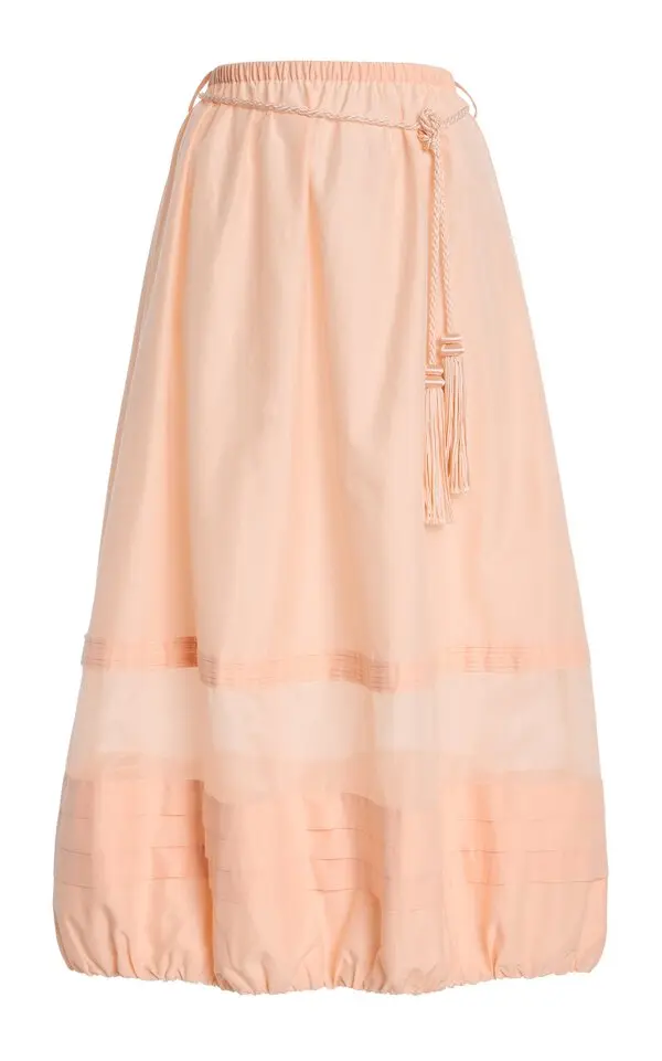 Posse La Isla Willow Cotton-silk Midi Skirt - Light Pink