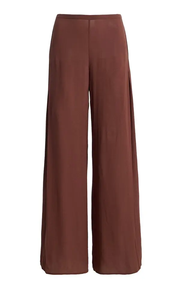 Posse La Isla Jane Crepe Wide Leg Pants - Brown