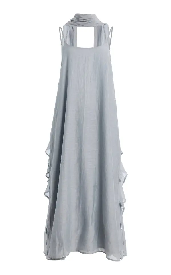 Chan Luu La Isla Sequined Cotton-silk Chanderi Dress - Light Grey