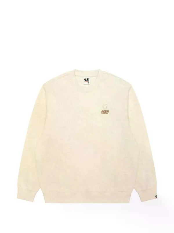 AAPE BY *A BATHING APE Moonface Logo-embroidered Sweatshirt - Neutrals