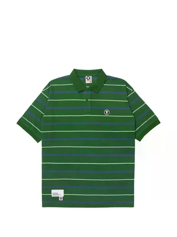 AAPE BY *A BATHING APE Moonface-patch Striped Polo Shirt