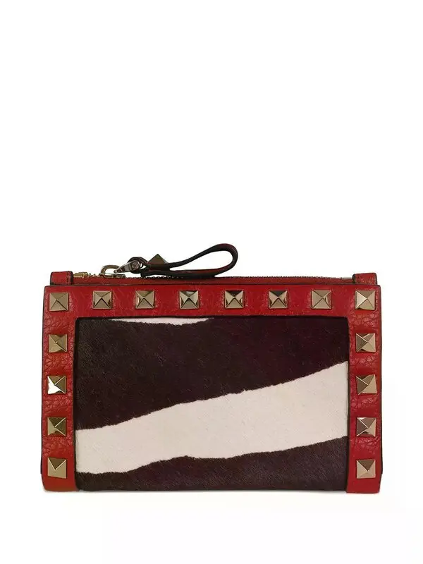Valentino Garavani Rockstud-embellished Zebra-print Wallet - Black