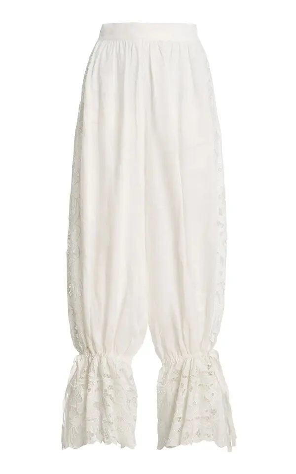 ALL THAT REMAINS Carlota Wide-leg Lace Pants - White