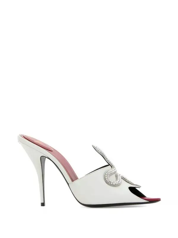 Valentino Garavani Cœur Vipère Leather Sandals - White