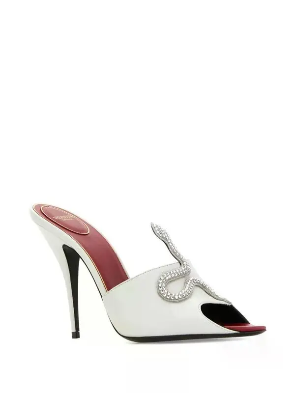 Valentino Garavani Cœur Vipère Leather Sandals - White