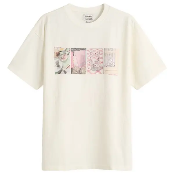 DAMSON MADDER Slow Life Crossword Graphic T-shirt - Off White