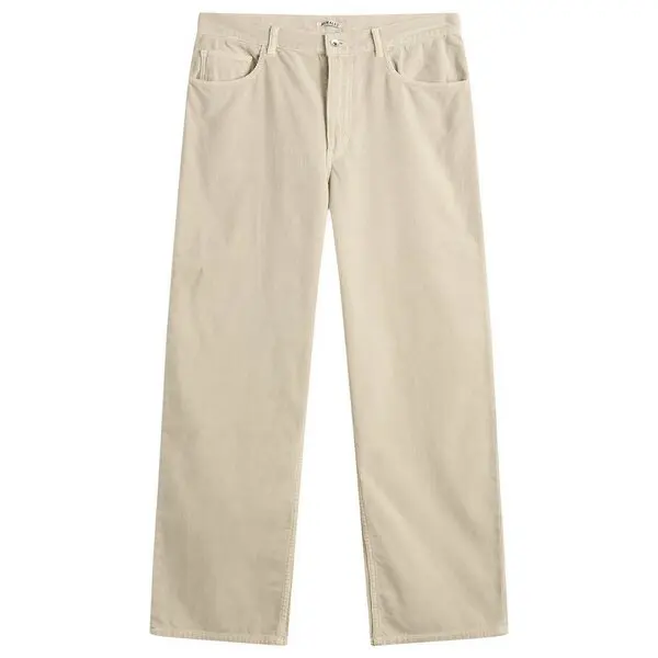 Auralee Garment-dyed Corduroy Wide-leg Trousers - White Khaki
