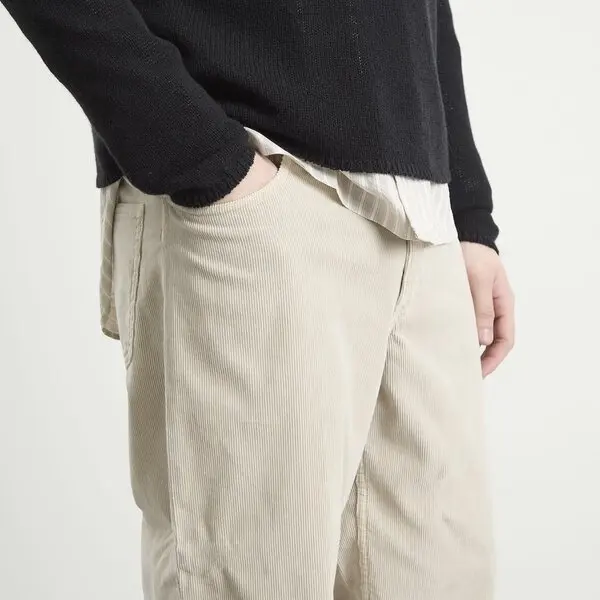 Auralee Garment-dyed Corduroy Wide Pants - White Khaki