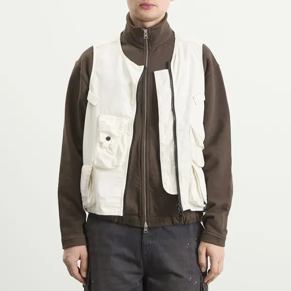 Stone Island Cotton Nylon Micro Ripstop Utility Vest - Ivory