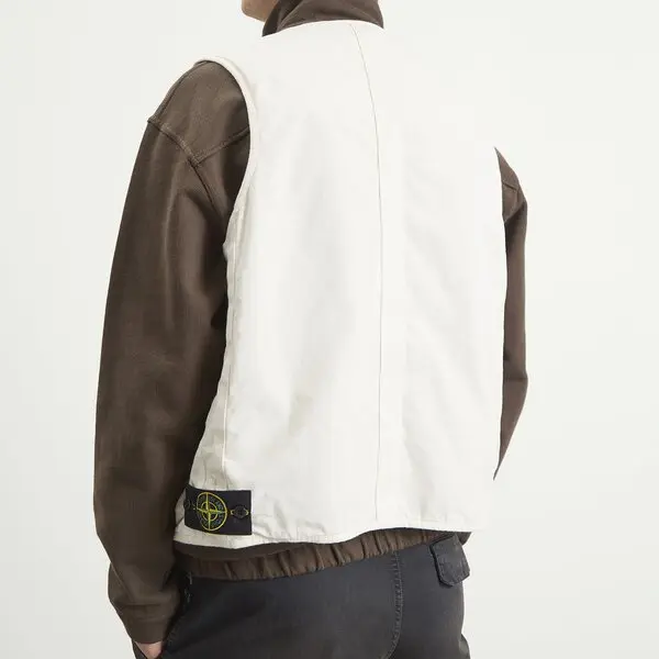 Stone Island Cotton Nylon Micro Ripstop Utility Vest - Ivory
