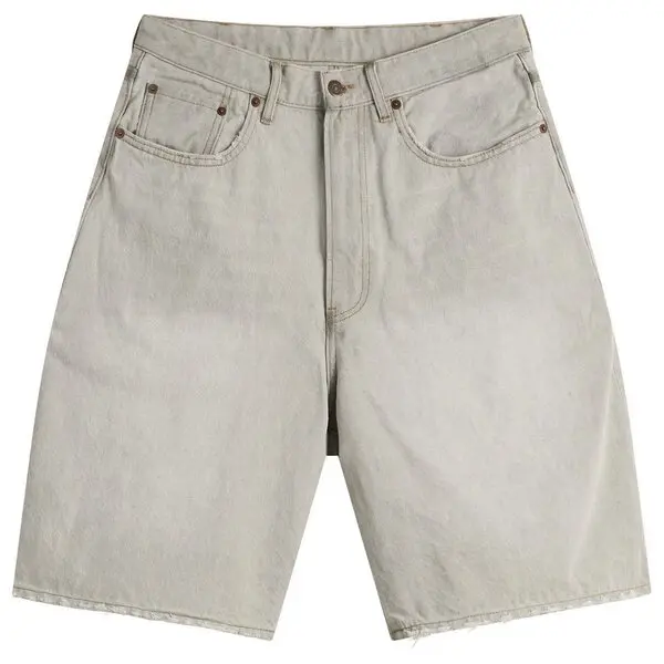 BEAMS Damage Denim Shorts - Fade Chacoal