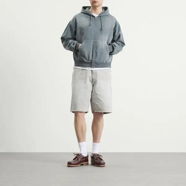 BEAMS Damage Denim Shorts - Fade Chacoal