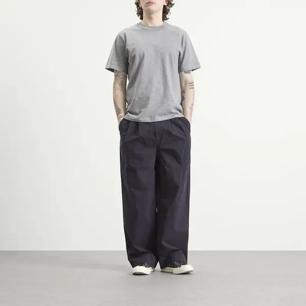 DANTON Double Pleat Easy Pants - Navy