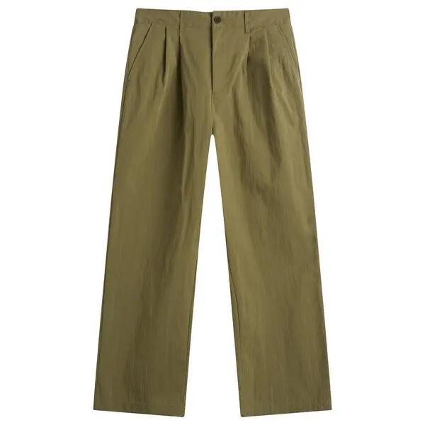 DANTON Double Pleat Easy Trousers - Olive