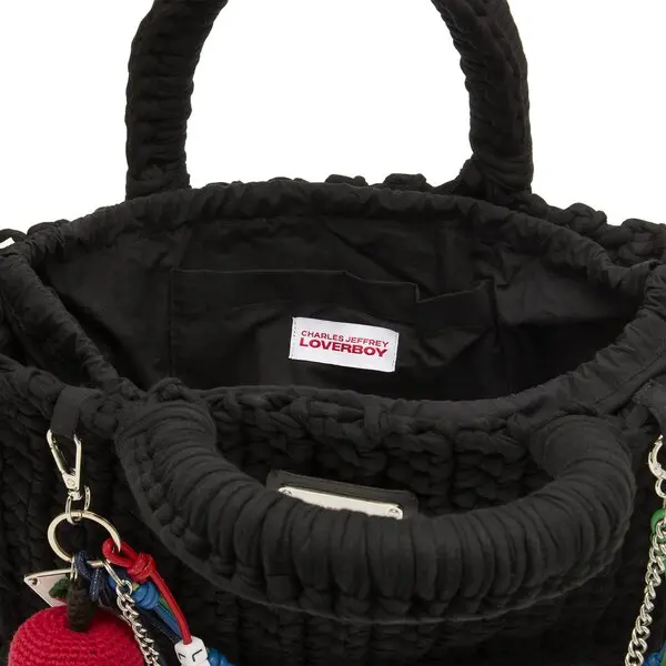 CHARLES JEFFREY Apple Charm Bucket Bag - Black