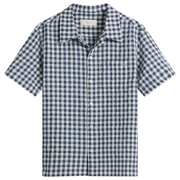 DUNST Holiday Checked Shirt - Navy Check