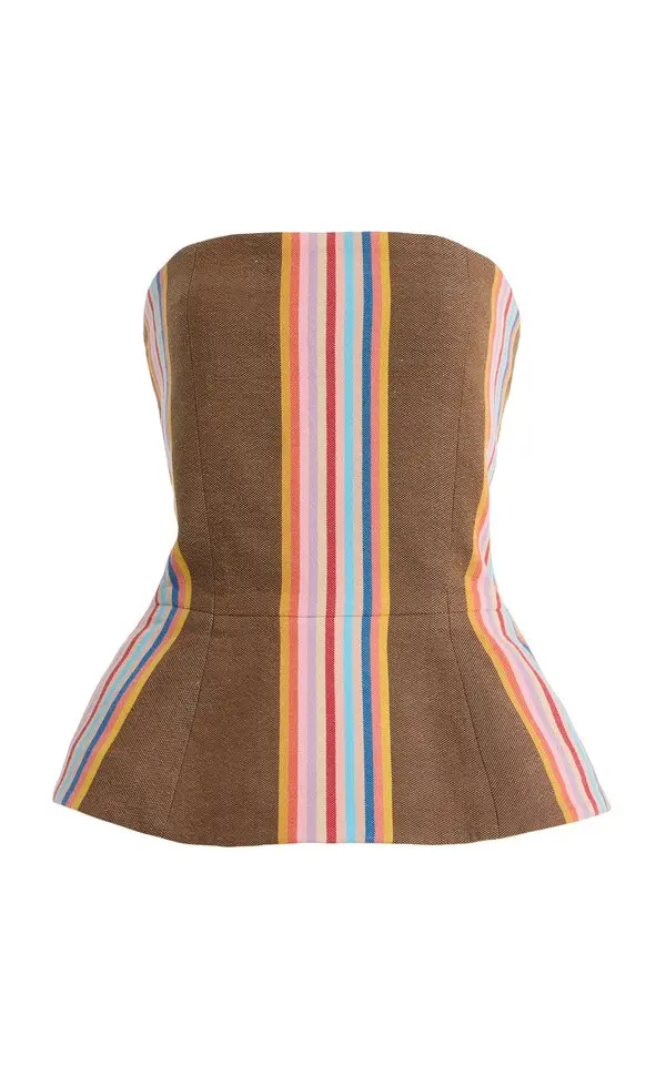 MARRAKSHI LIFE Striped Cotton Corset Top - Brown