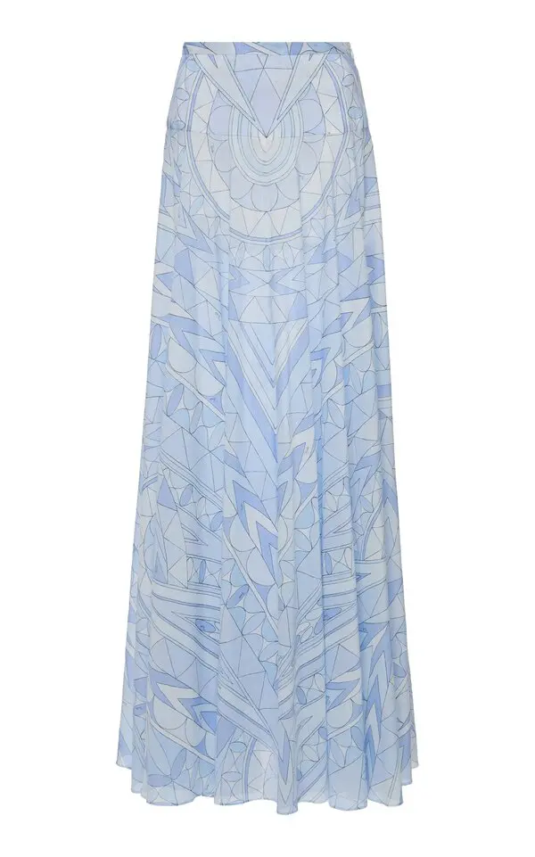 Emilio Pucci Printed Cotton Muslin Maxi Skirt - Blue