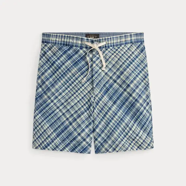 Ralph Lauren Indigo Plaid Woven Short - Indigo/white