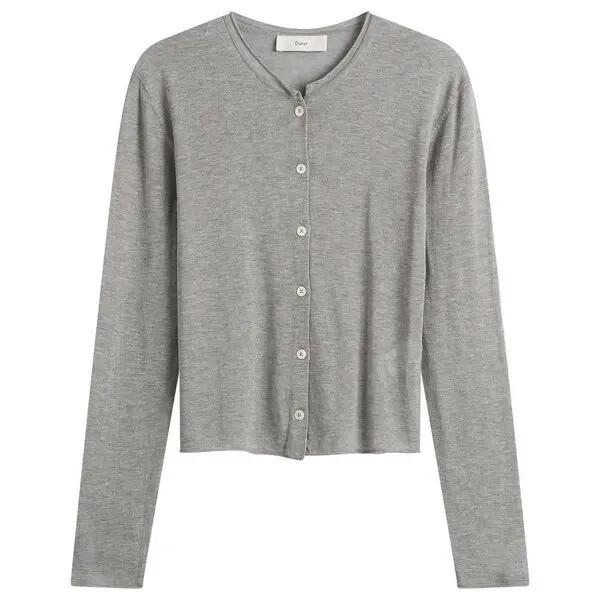 DUNST Sheer Texture Cardigan - Melange Grey