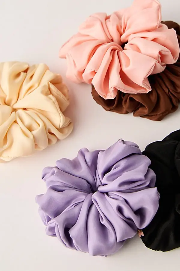 Free People Leni Silk Scrunchie - Black