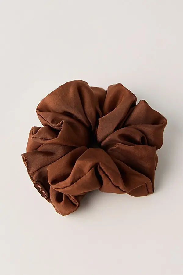 Free People Leni Silk Scrunchie - Chocolate