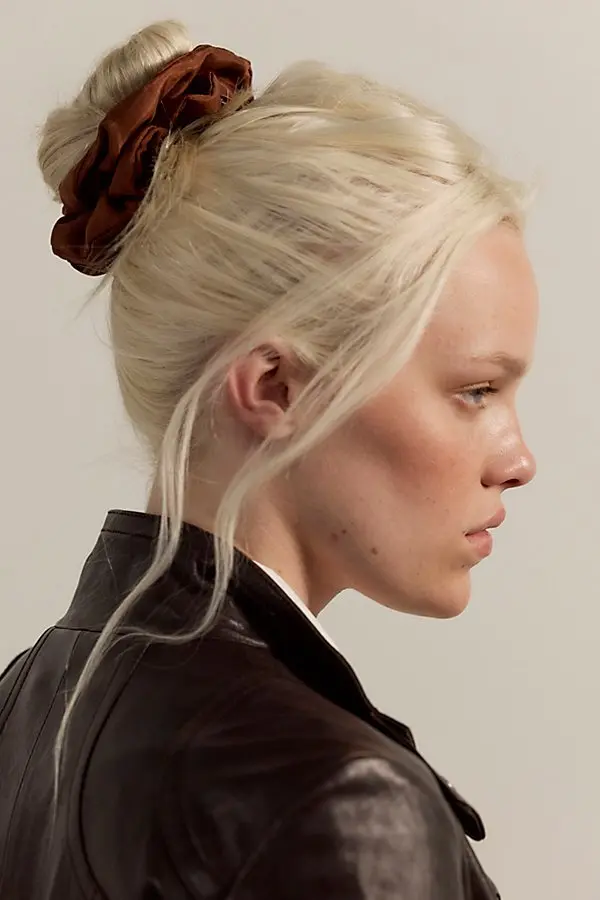 Free People Leni Silk Scrunchie - Chocolate