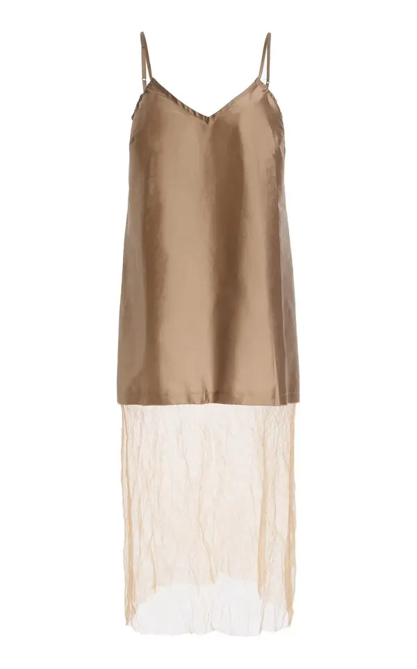 Chan Luu La Isla Taffeta And Mesh Slip Dress - Pink