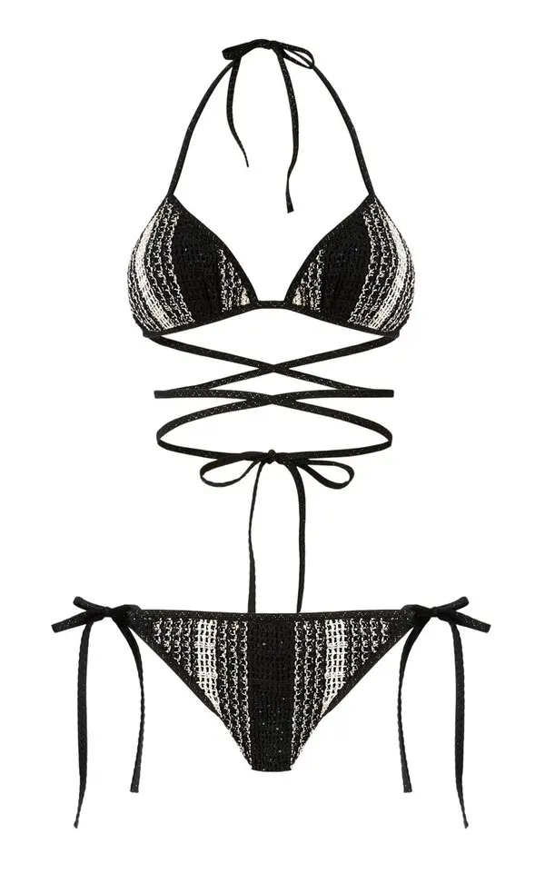 Missoni Sequined Mesh Bikini - Black/white
