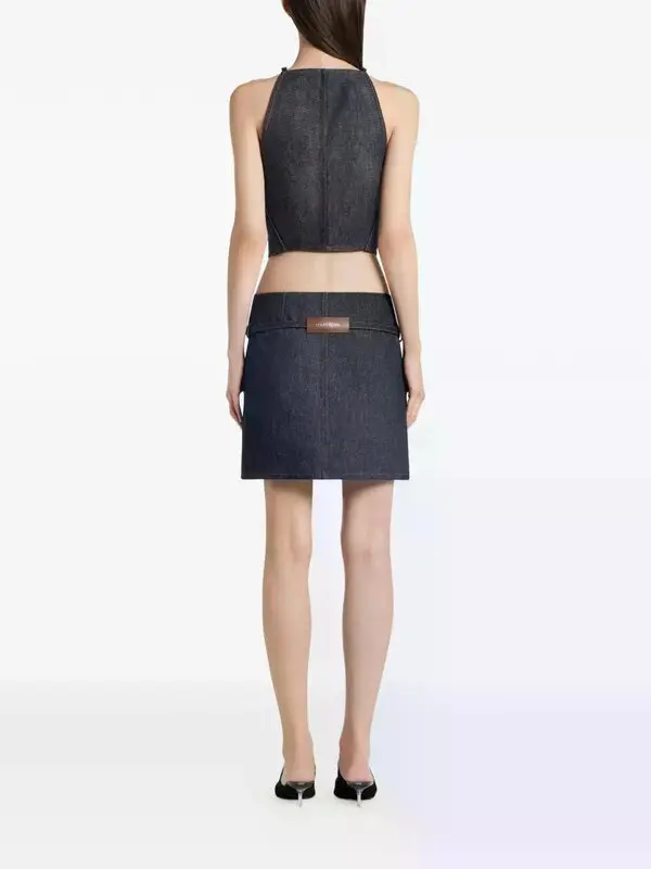 COURREGES Halterneck Denim Tank Top - Blue