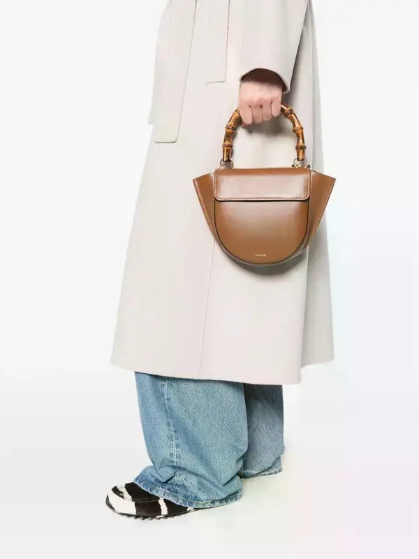 WANDLER Mini Hortensia Bamboo-handle Tote Bag - Brown