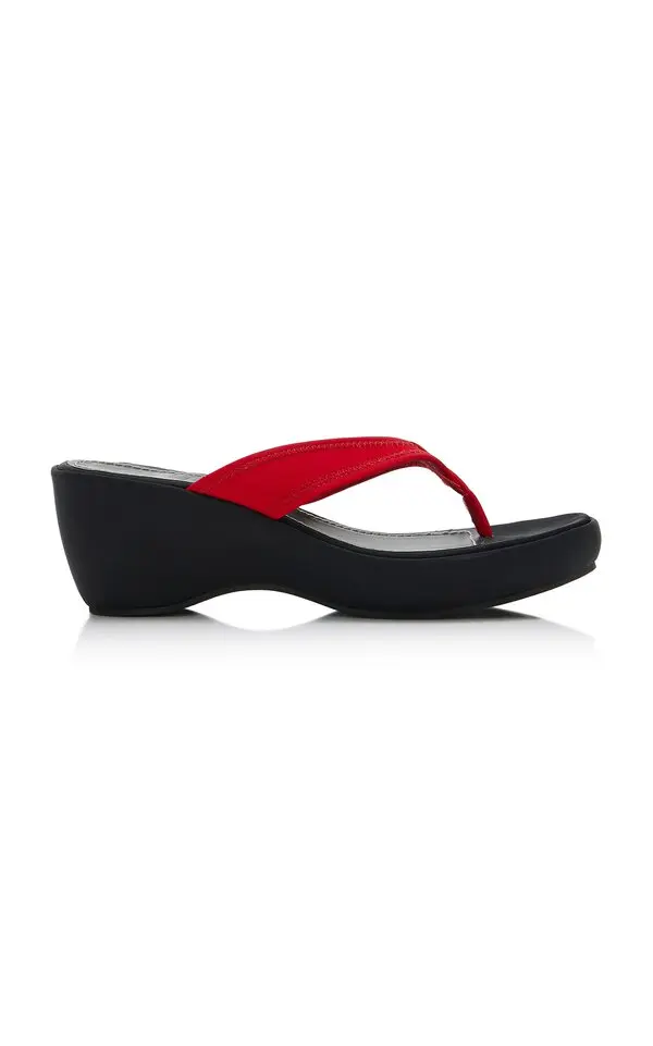 Staud Remy Thong Wedge Sandals - Black