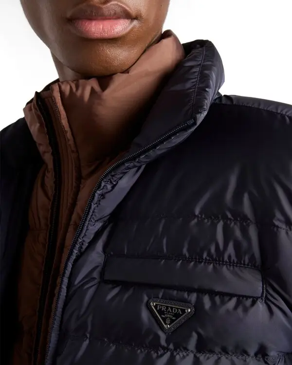 Prada Medium-weight Re-nylon Down Jacket - Blue