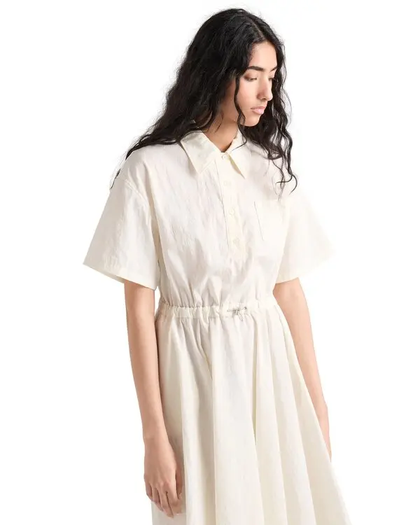 Prada Short-sleeved Technical Pongé Fit And Flare Dress