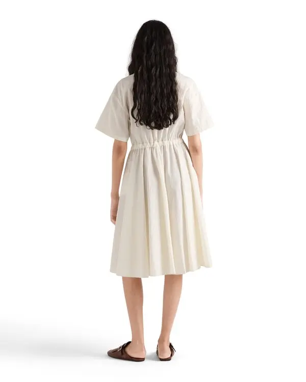 Prada Short-sleeved Technical Pongé Fit And Flare Dress