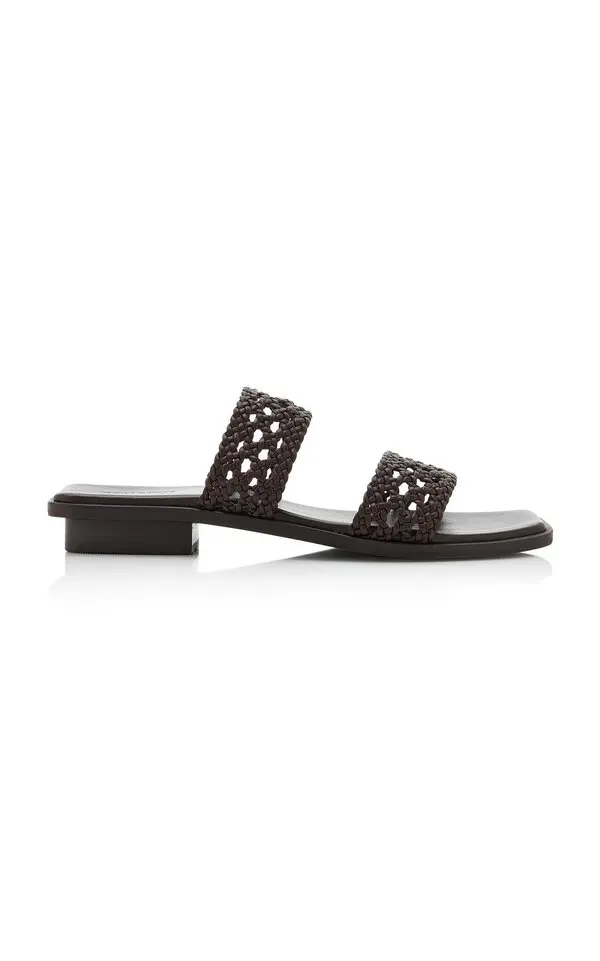 BEMBIEN Exclusive La Isla Woven Leather Slide Sandals - Brown